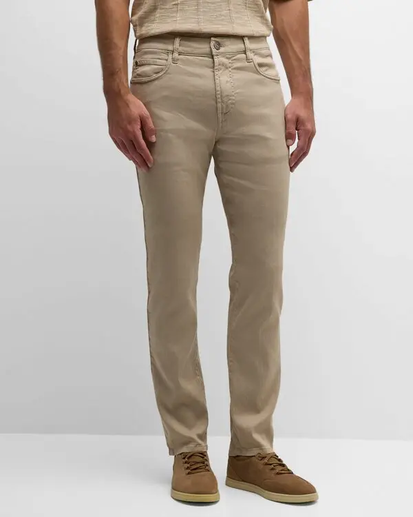 Loro Piana Quarona Linen-Cotton 5-Pocket Pants - Dusty Rain